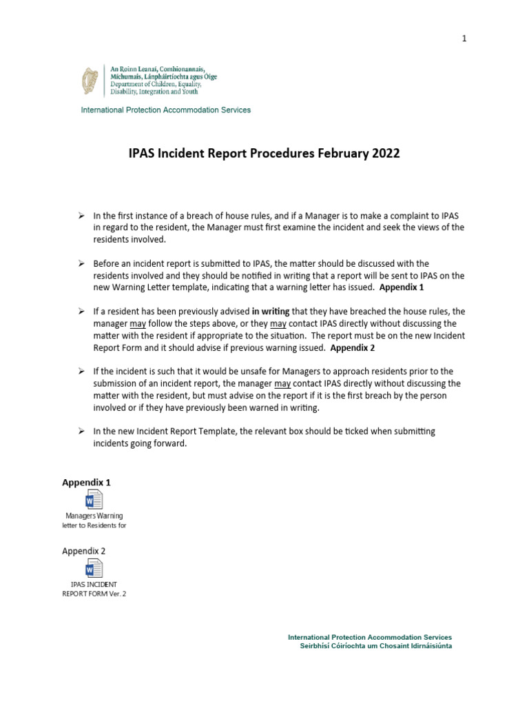 IPAS Incident Report Procedures Feb 22 | PDF