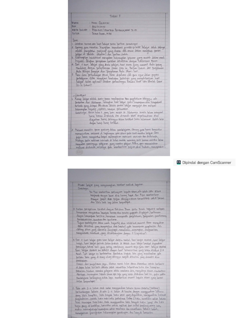 Tugas 1 Nani Sulastri PDGK4105 Strategi Pembelajaran Di SD | PDF