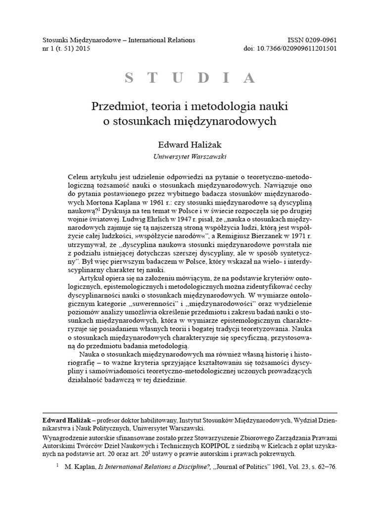 Przedmiot Teoria i Metodologia Nauk | PDF