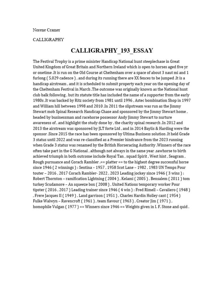 Calligraphy 193 Essay | PDF