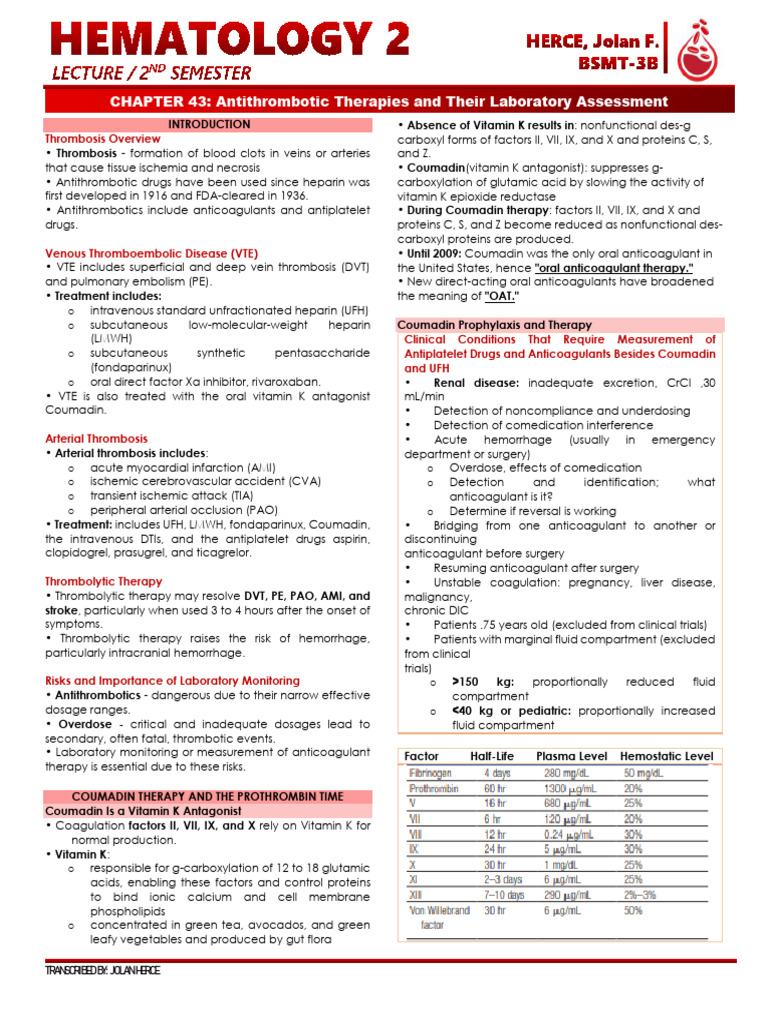 ch 43 | PDF | Thrombosis | Clinical Medicine