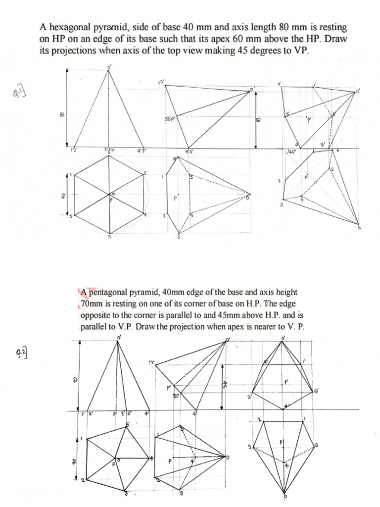 Projection of Solids - Answer Key (3-Stage) | PDF