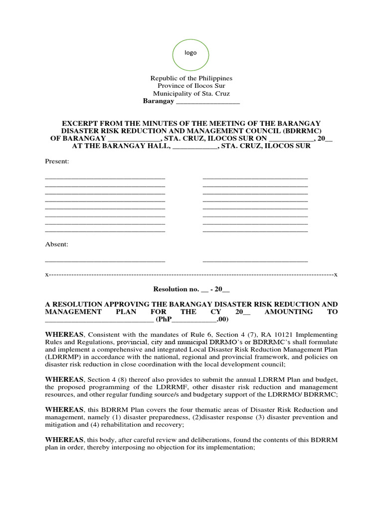 BDRRMP Approval by BDRRMC | PDF | Disaster Risk Reduction | Emergency ...