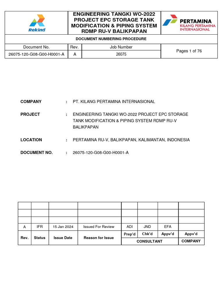 Document Numbering Procedure (26075 120 G08 G00 H0001 A) | PDF | Pipe (Fluid Conveyance ...