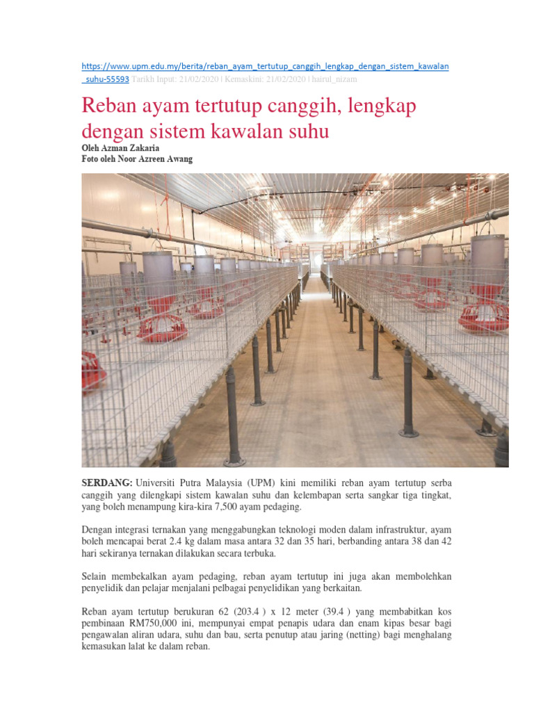 Reban Ayam Tertutup Canggih, Lengkap Dengan Sistem Kawalan Suhu 21.2.20 ...
