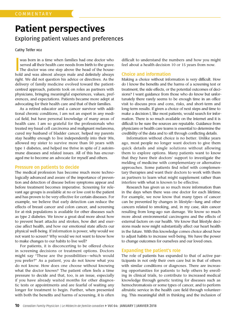 Patient Perspectives | PDF | Cancer | Screening (Medicine)