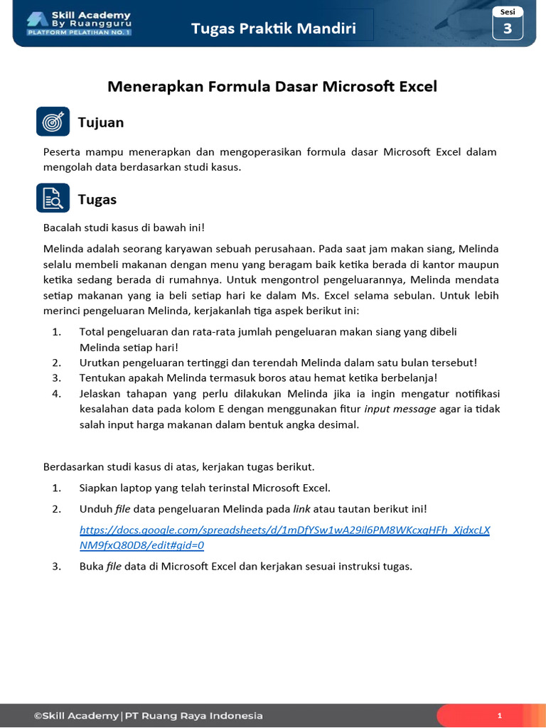 TPM 1 Menggunakan Formula Sederhana Excel (Frendika Afri Angga) | PDF