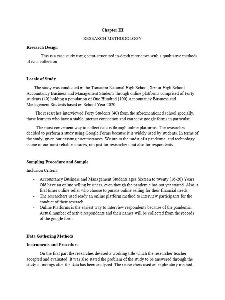 Chapter III Research G 11 | PDF | Methodology | Scientific Method