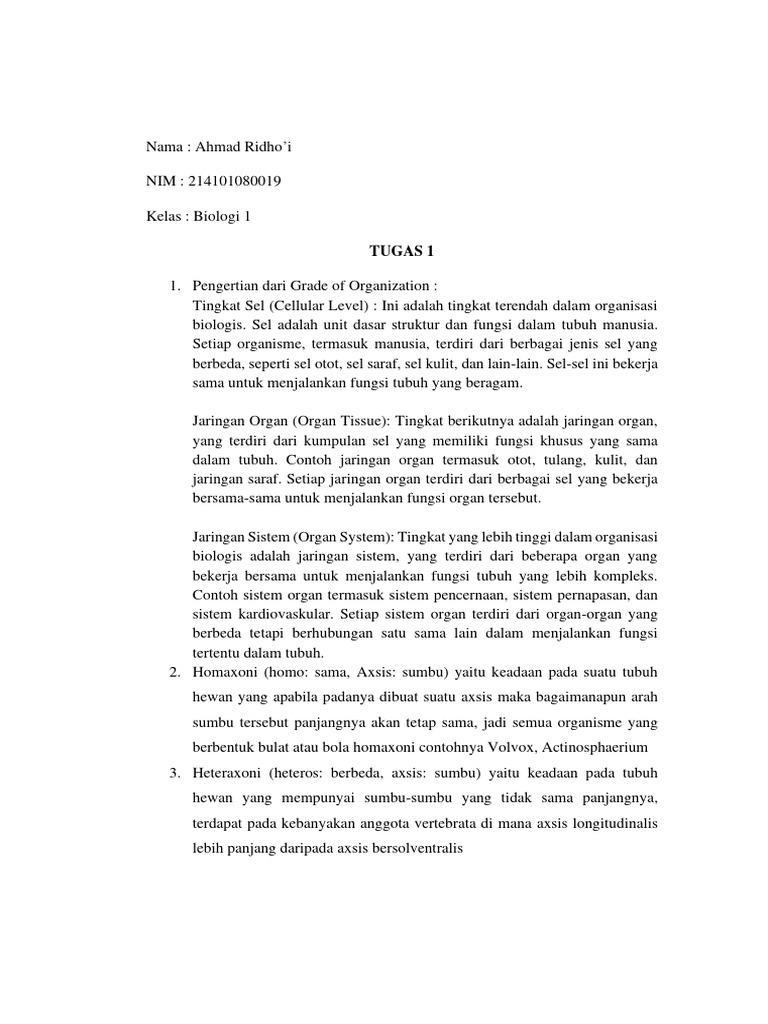 Tugas 1 Bioswan - Ahmad Ridho.i - 214101080019 | PDF