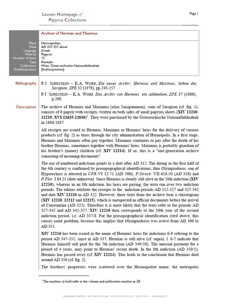 Archive of Hermias and Maximus | PDF | Manuscript