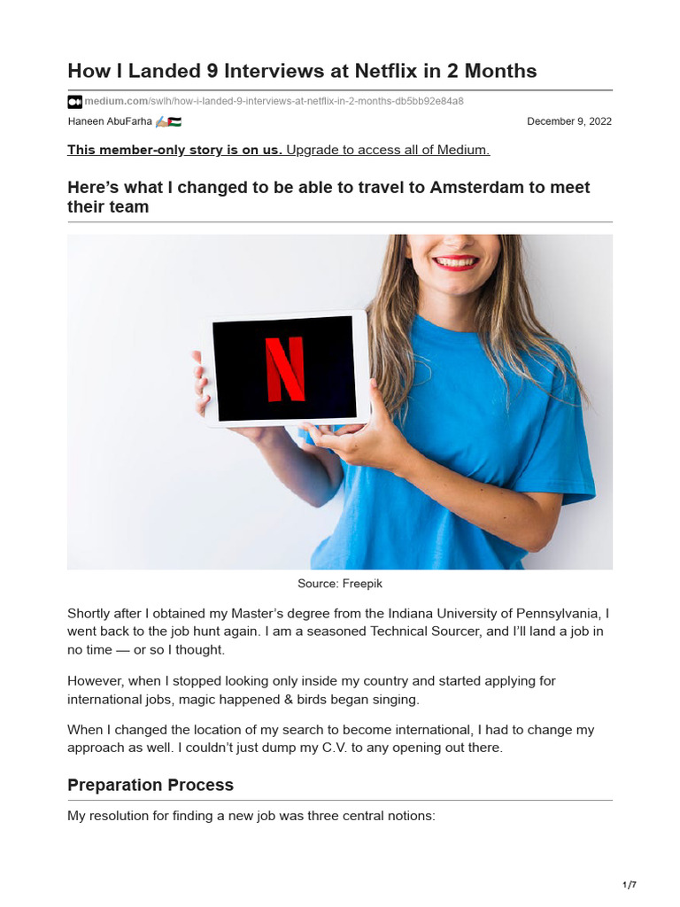 Medium.com-How I Landed 9 Interviews at Netflix in 2 Months | PDF ...