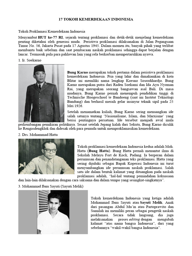 Tokoh - Tokoh Kemerdekaan Indonesia | PDF
