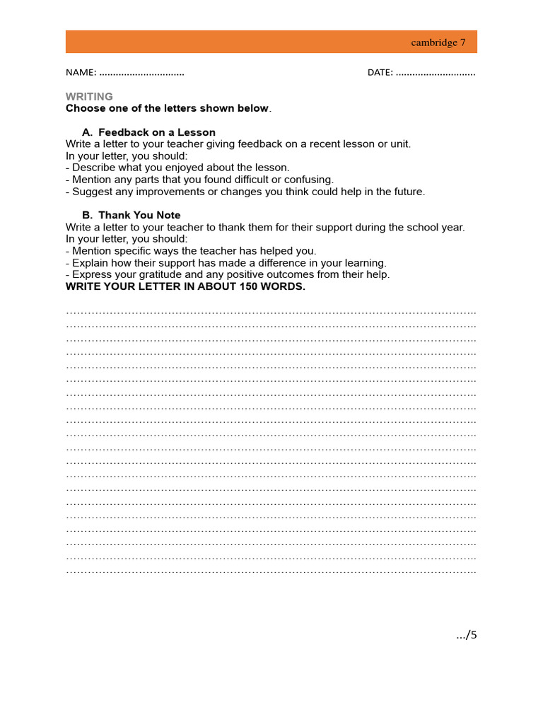 CAMBRIDGE 7 Writing | PDF