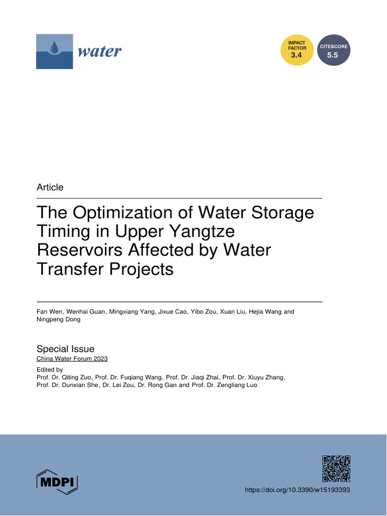 Water 15 03393 With Cover | PDF | Reservoir | Water Scarcity