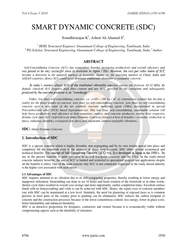 SMART DYNAMIC CONCRETE Ijariie8706 | PDF | Materials | Building Engineering