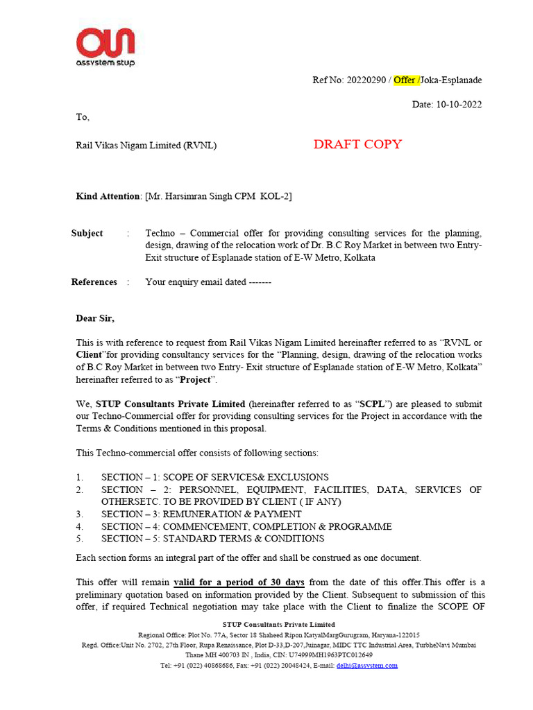 Offer - 10 10 2022 - 1 - BC ROY MARKET | PDF | Arbitration | Justice