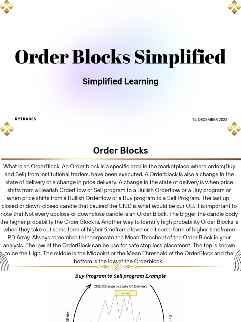 Order Blocks Presentation | PDF | Market Trend | Economics