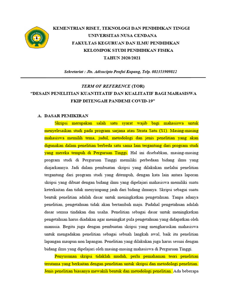 Term of Reference (TOR) Webinar KSF | PDF