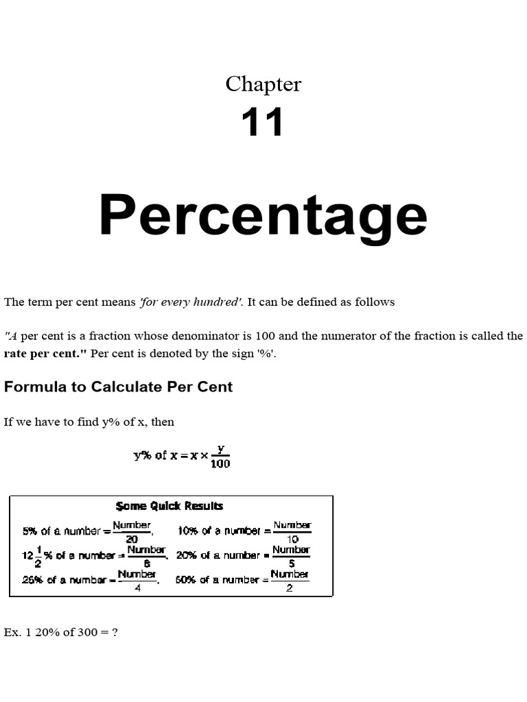 PERCENTAGE | PDF | Percentage | Mathematics