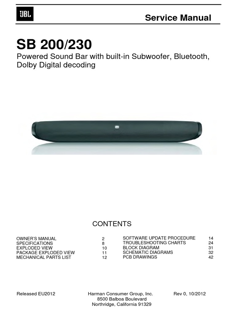 Adi Home Cinema JBL sb200 Service Manual | PDF | Cable Television ...