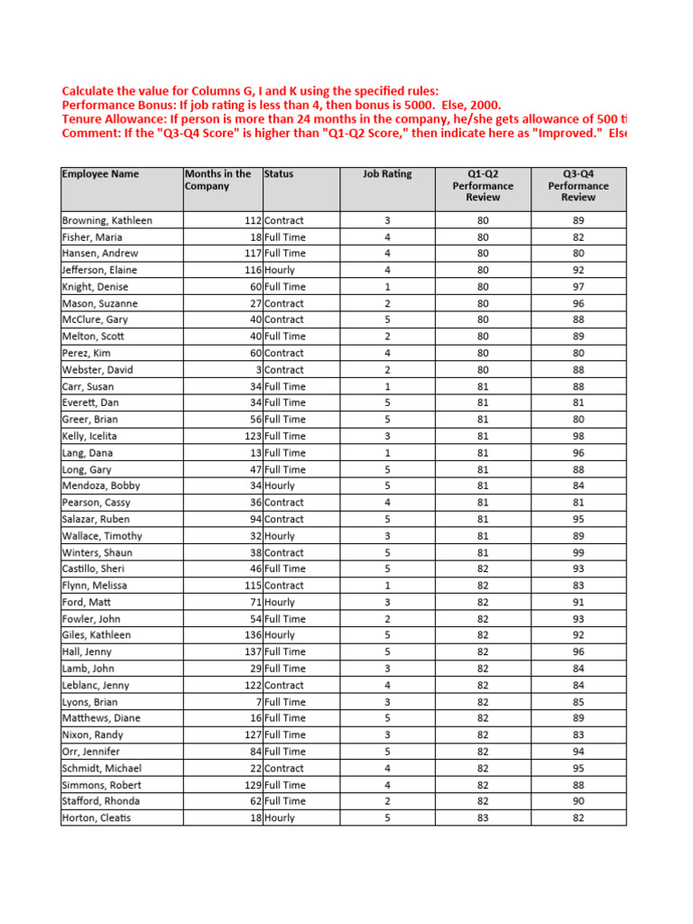 Excel Training Exercise Logical Function | PDF | Writing Implements ...