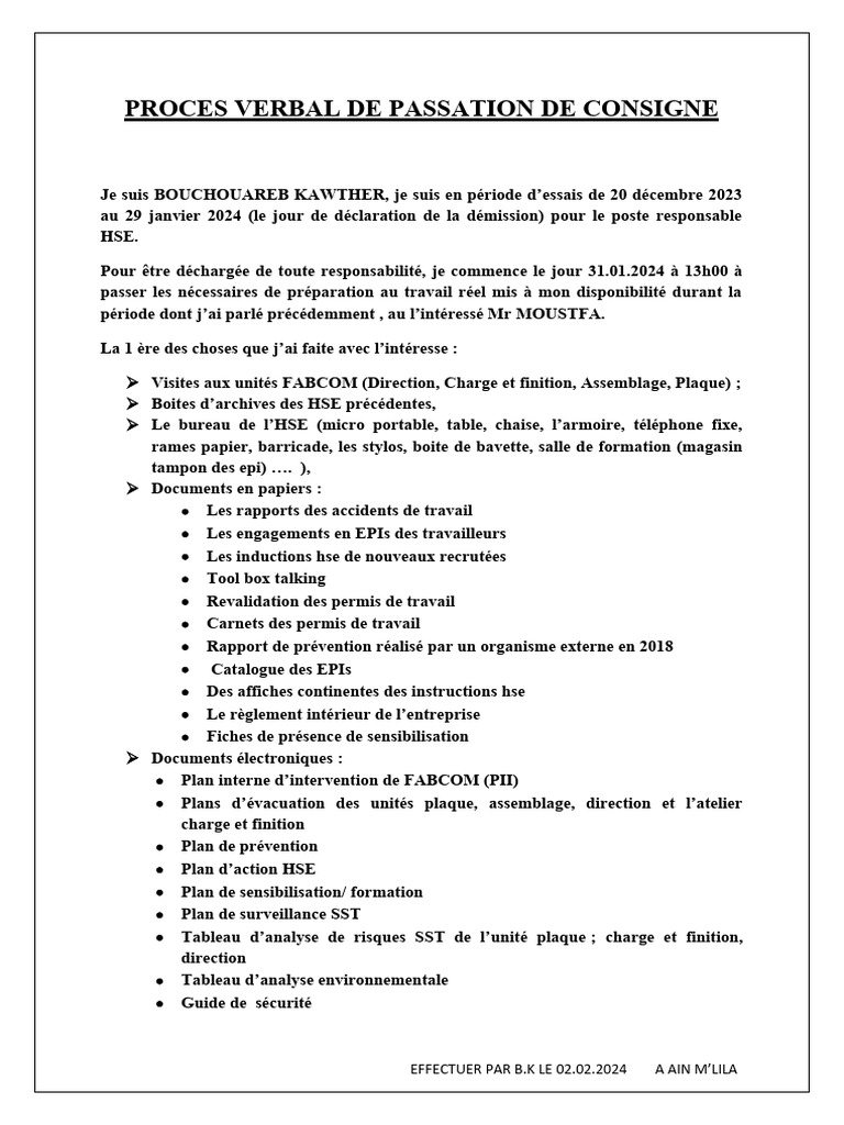 PV de Passation | PDF