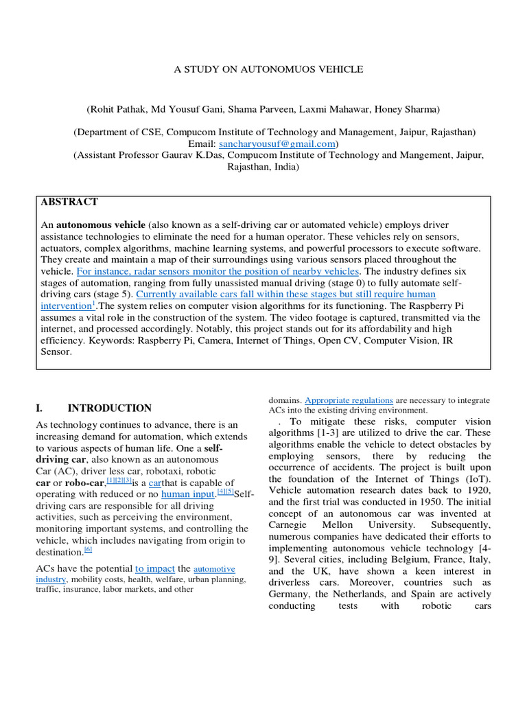 Research Paper Final Year Docx (1) | PDF | Kalman Filter | Lidar