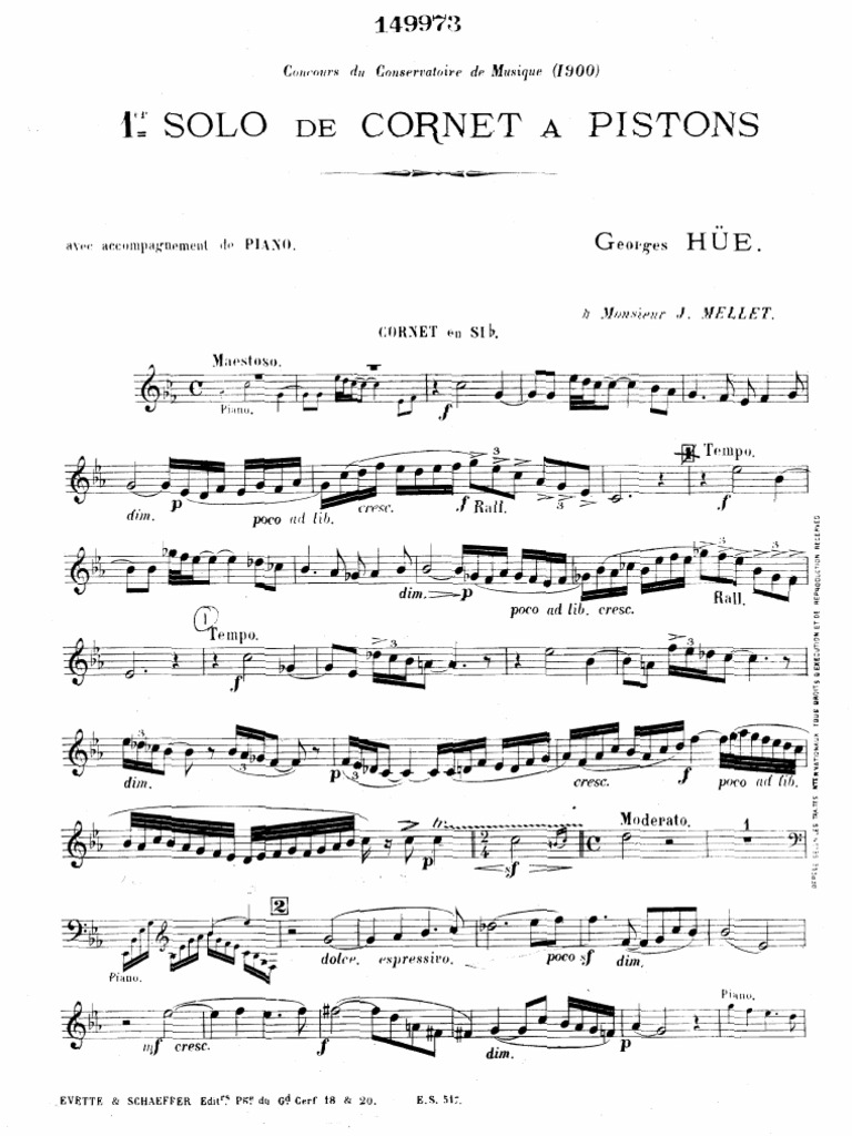 Hüe, Georges - Solo de Cornet À Pistons No.1 | PDF