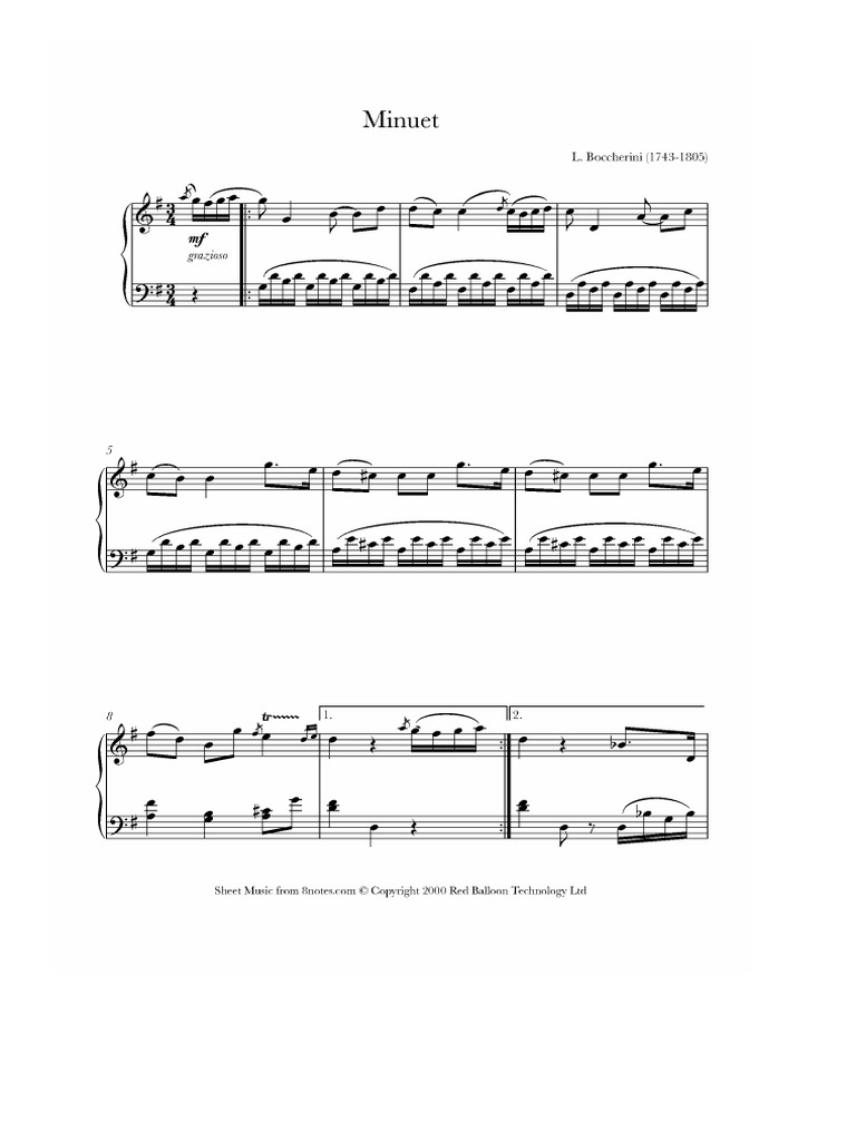 Boccherini - Minuet Sheet Music | PDF