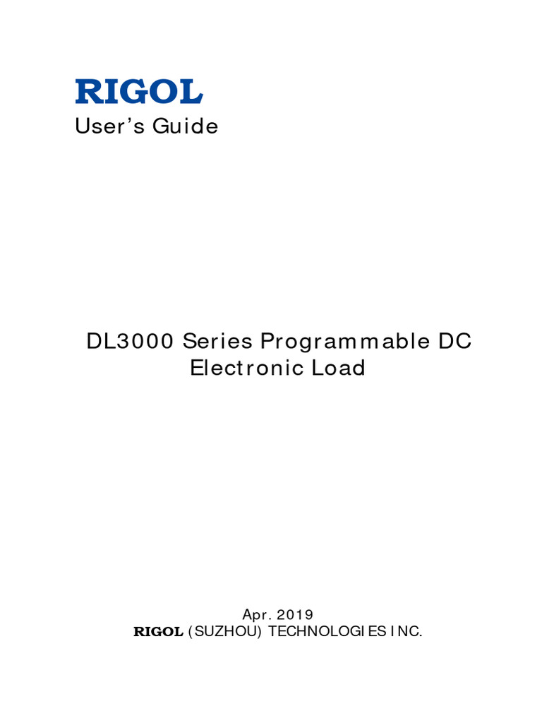 RIGOL DL3000_UserGuide_EN | PDF | Fuse (Electrical) | Menu (Computing)