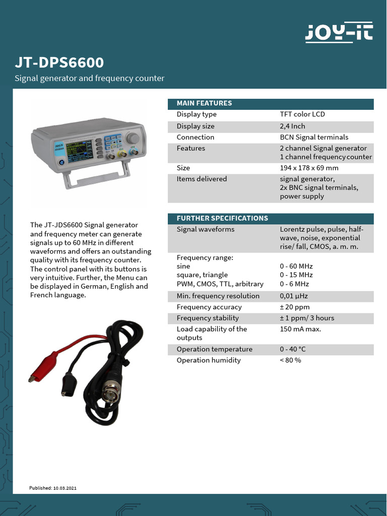 JDS6600 Generator | PDF | Electrical Engineering | Electronics