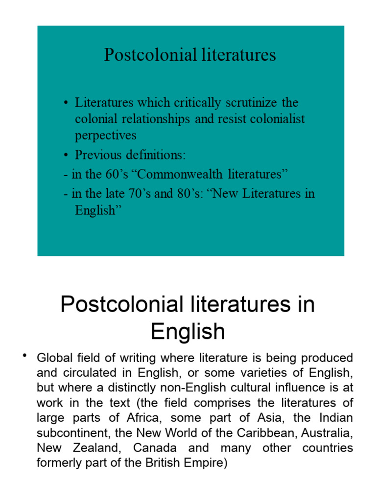 Post Colonial English Literature | PDF | Discourse | Postcolonialism