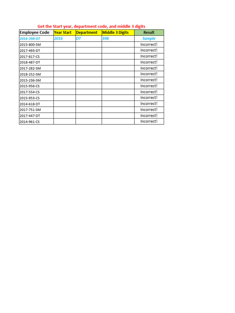 Excel-Training Exercise Text-Function | PDF