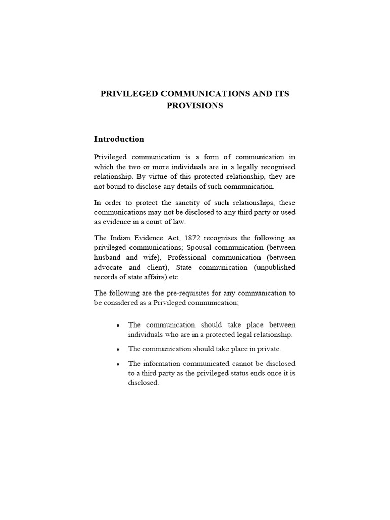 Privileged Communications and Its Provisions | PDF | Confidentiality ...