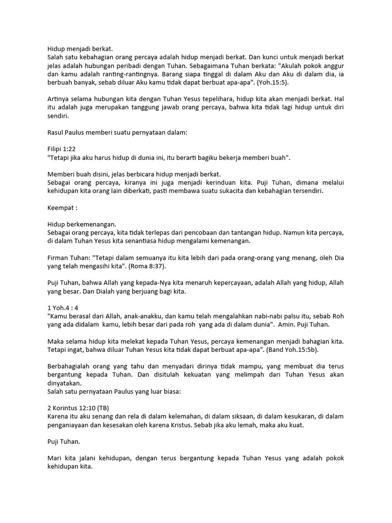 Hidup Menjadi Berkat | PDF | Pengembangan Diri