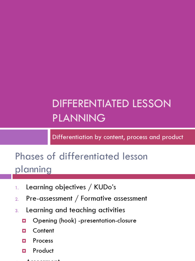 Differentiated Lesson Planning Guide | PDF | Differentiated Instruction ...