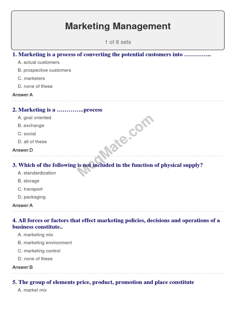 Marketing Concepts and Strategies Quiz | PDF | Pricing | Brand