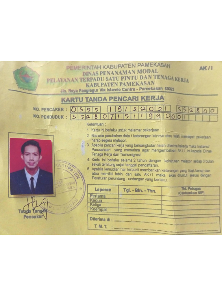 Kartu Tanda Pencari Kerja | PDF