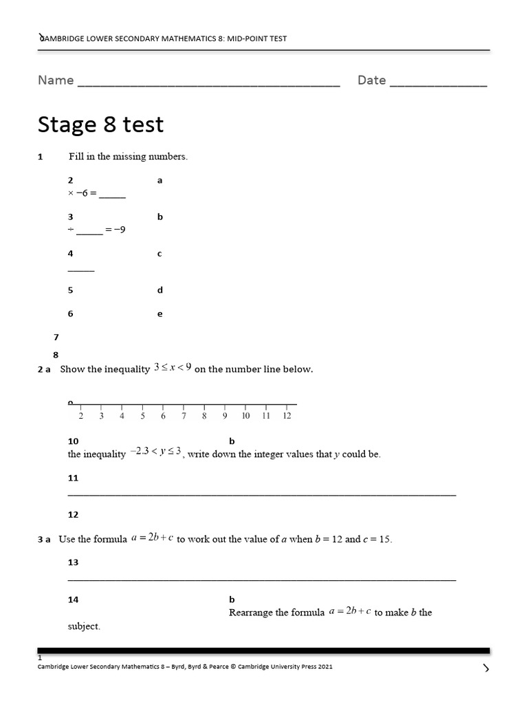 Revision Wsheet y8 | PDF | Area | Mathematics