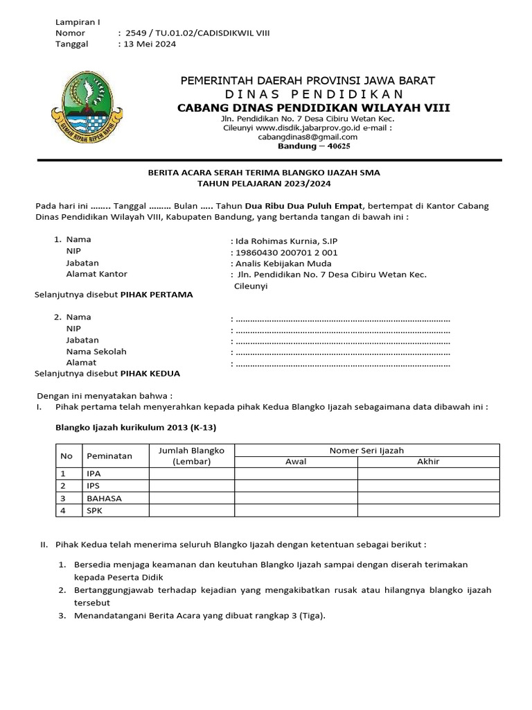 Surat Undangan Pendistribusian Blanko Ijazah Sma Swasta | PDF Surat Undangan Pendistribusian Blanko Ijazah Sma Swasta | PDF