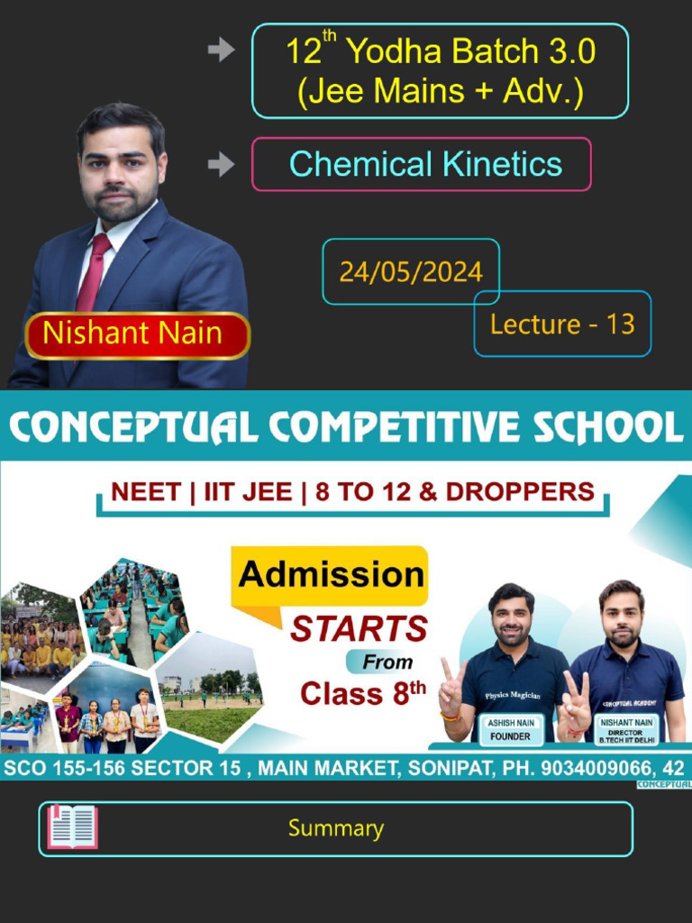 12th L-13 Yodha Batch (Chemical Kinetics) | PDF