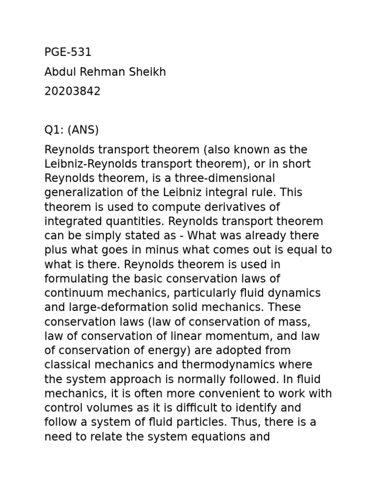 Advanced Fluid Flow Answers | PDF | Fluid Dynamics | Reynolds Number