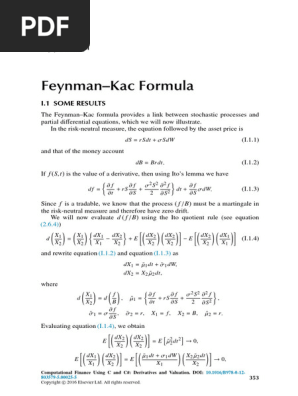 Feynman Kac Appendix I Feynman Kac Formula 2016 Computational