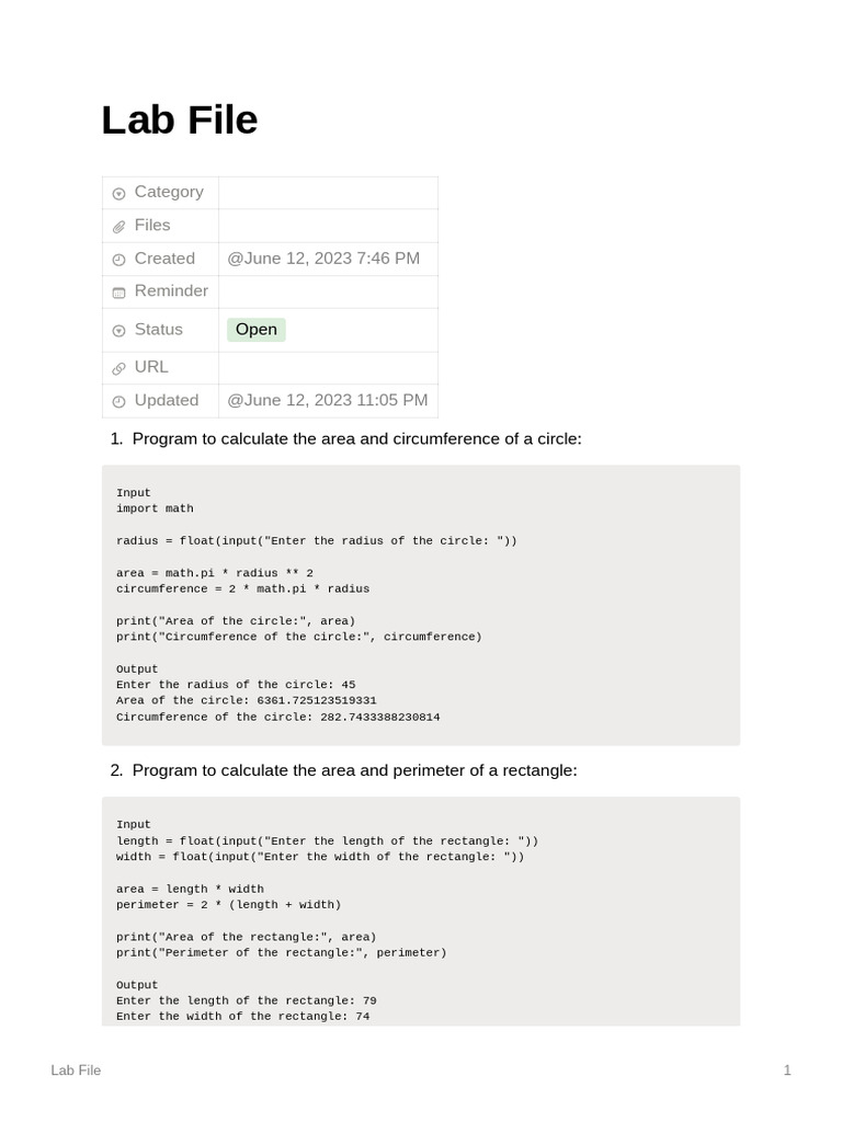 Python Lab File Download Free Pdf Area Fahrenheit