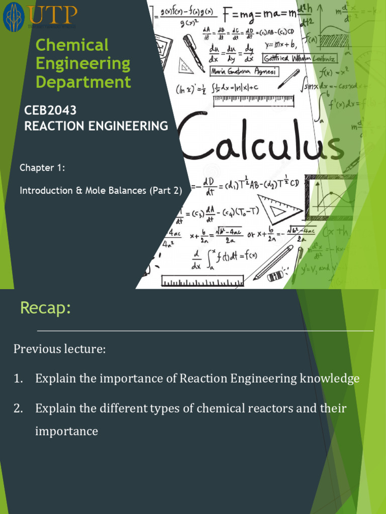 Chapter 1 Intro Mole Balances (Part 2 of 3) | PDF | Chemical Reactor ...