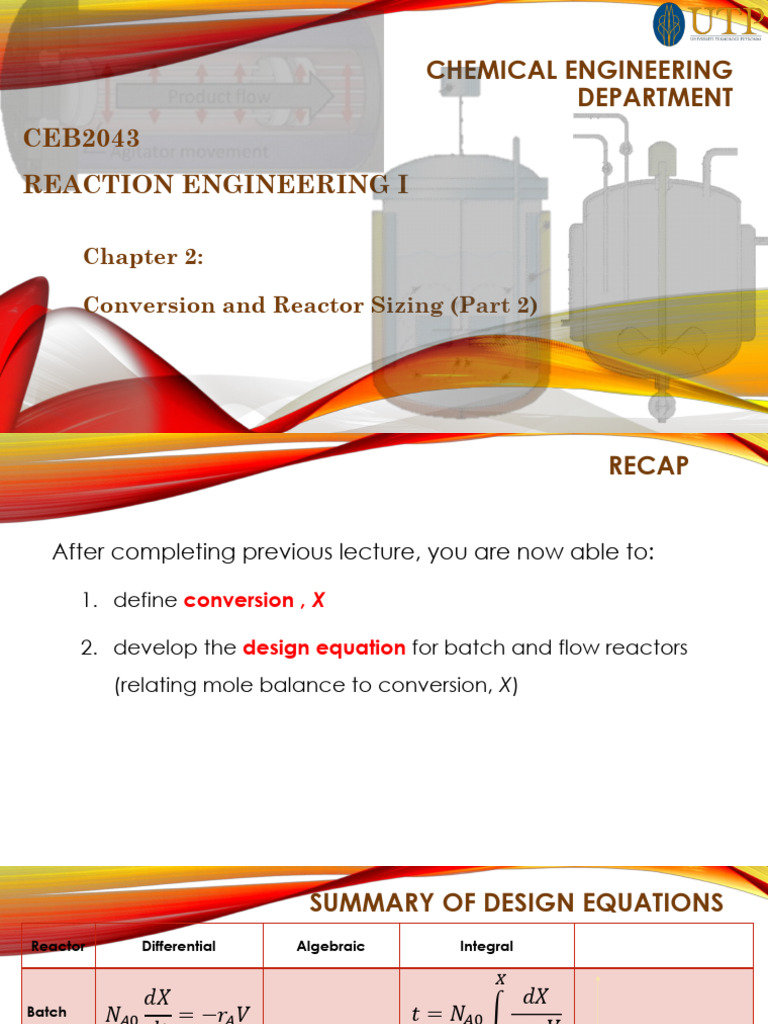 Chapter 2 Conversion Reactor Sizing (Part 2 of 3) | PDF | Chemical Reactor | Chemical Engineering