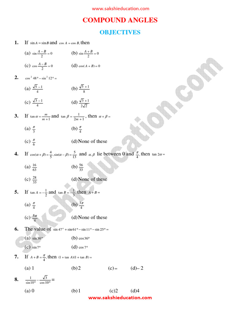 Compound Angles | PDF