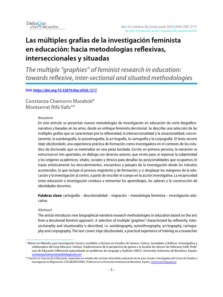 1217-Texto Del Artículo-6811-1-10-20221216 | PDF | Interseccionalidad | Maestros