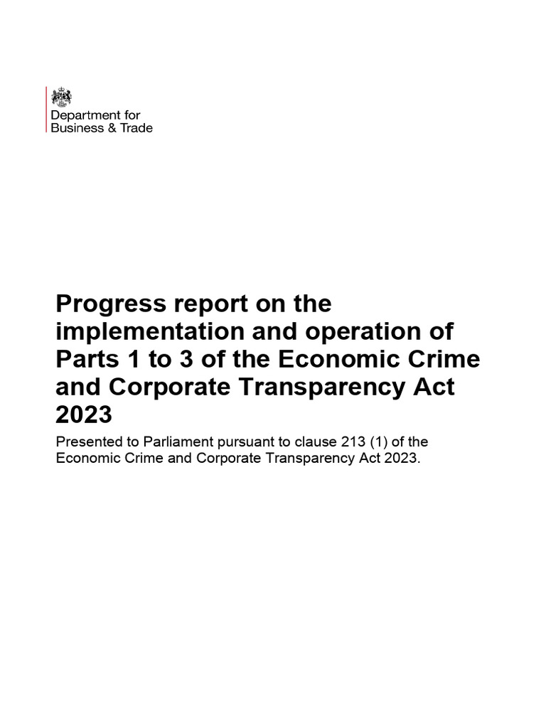 Progress Report On The Implementation and Operation of Parts 1 To 3 of ...