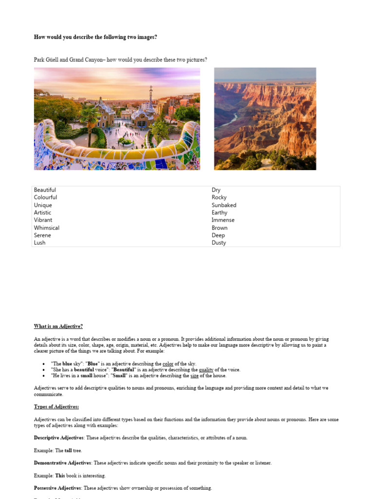 Adjectives Lesson | PDF | Adjective | Noun